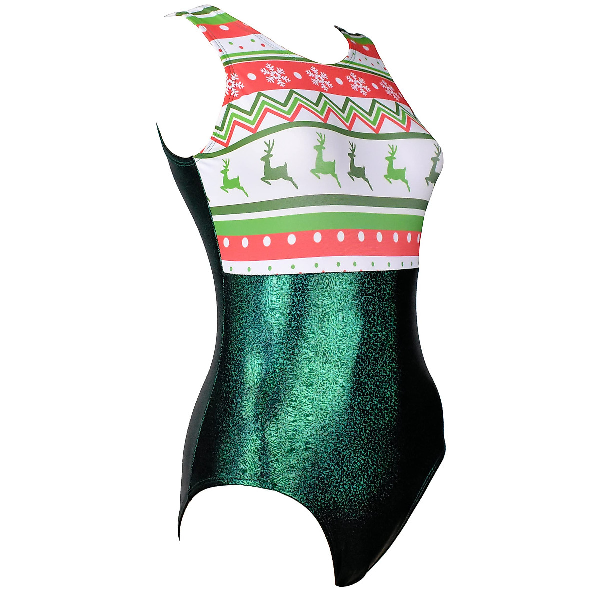 Look-It Activewear Holly Jolly Christmas Leotard for Gymnastics, Dance or Tumbling Child X-Large (size 12-14)