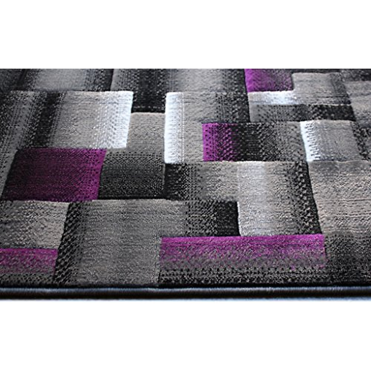Masada Rugs, Modern Contemporary Runner Area Rug, Purple Grey Black (2 Feet X 7 Feet)