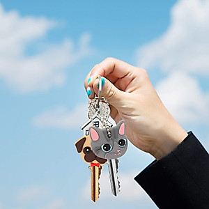 6pcs Key Caps Covers Cute Dog and Cat Key Identifier Caps Key ID Rings Key Rings Creative Animal Key Holder for Kid Toy Ornament Souvenirs
