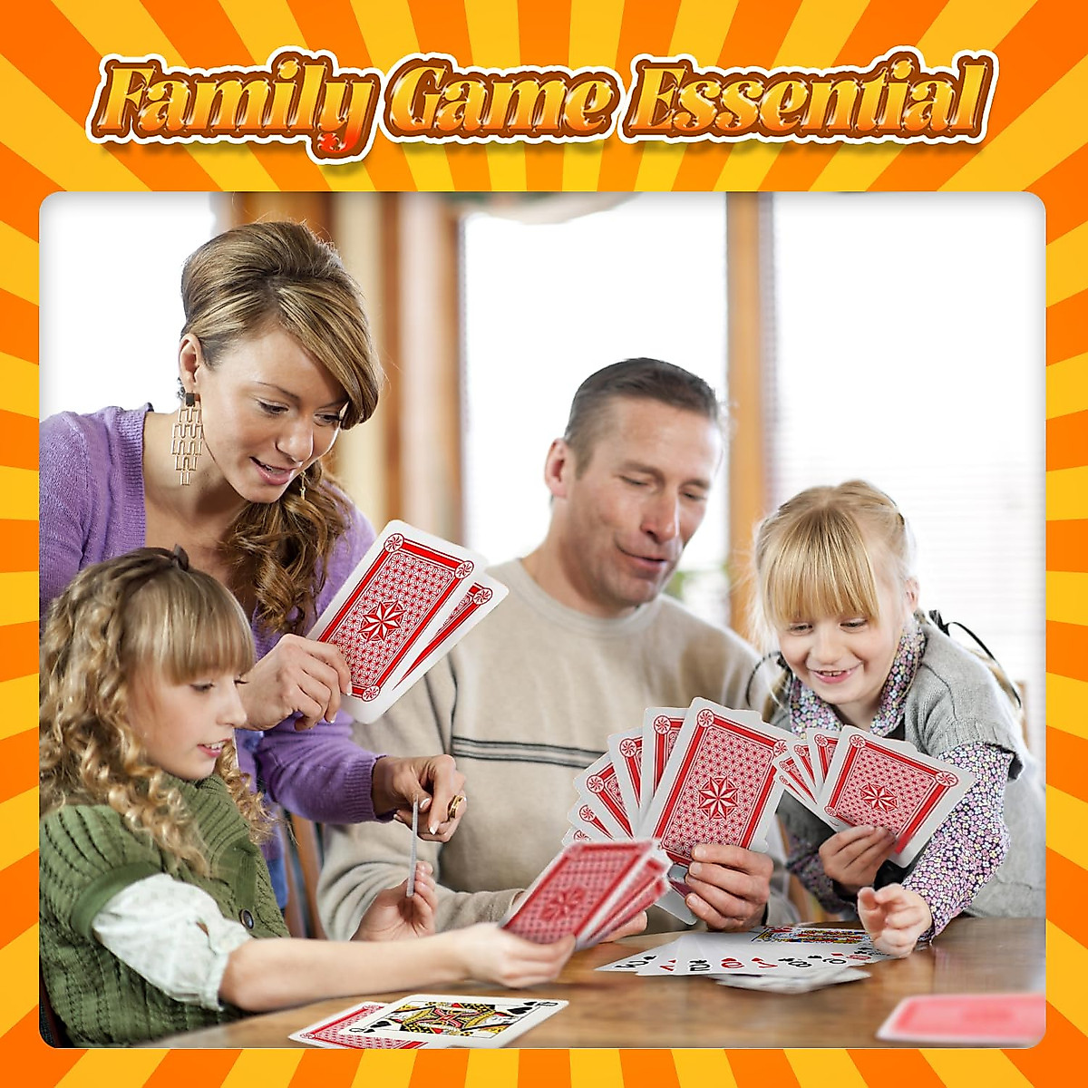 SeptCity Jumbo Playing Cards, Super Big Giant Game Theme Full Deck Huge Poker Oversize Decorations of Magic Party Fun for All Ages (1 Pack) (4 Times)