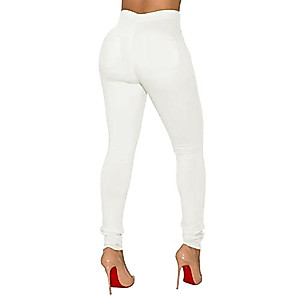 Joriou Women's High Waisted Skinny Jeans Colored Stretchy Pants Denim Jeggings White L