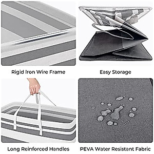 HomeHacks 2-Pack Large Laundry Basket,100L Each Waterproof, Freestanding Laundry Hamper, Collapsible Tall Clothes Hamper with Extended Handles for Clothes Toys in the Dorm and Family-Gradient Grey