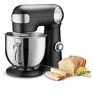 Cuisinart Stand Mixer, 12 Speed, 5.5 Quart Stainless Steel Bowl, Chef’s Whisk, Mixing Paddle, Dough Hook, Splash Guard w/ Pour Spout, Poppy Seed, SM-50PS
