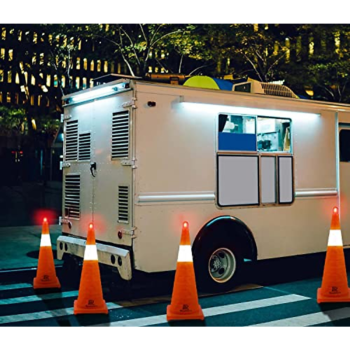 RoadHero 28 Inch [2 Pack] Collapsible Traffic Safety Cones, Multi Purpose Pop-up Cones with Reflective Collar for Road Safety, Orange Cones with LED Light for Driving Training, Parking Lots