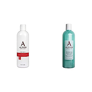 Alpha Skin Care Anti-Aging Moisturizing Body Wash with Glycolic Alpha Hydroxy Acid (12 oz) + Renewal Body Lotion with 12% Glycolic Alpha Hydroxy Acid (12 oz) Bundle