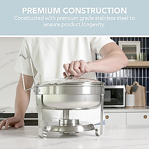 Alpha Living Chafing Dish Buffet Set of 4 – Complete Stainless Steel Chaffe Buffet Set with Glass Lids, Chafing Fuel Holder – Elegant and Practical Warmer Trays for Buffet, Wedding, Catering Supplies