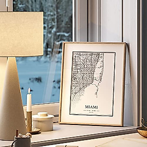 Dear Mapper Miami United States View Abstract Road Modern Map Art Minimalist Painting Black and White Canvas Line Art Print Poster Art Line Paintings Home Decor (Set of 3 Unframed) (16x24inch)