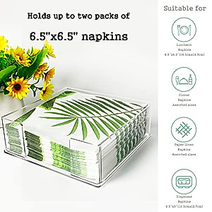 Napkin Holder, Acrylic Luncheon Napkins Holder for Table and Kitchen, Table Top Napkin Holders, Tissue Dispenser, Napkin Tray for for Bathroom, Kitchen, Parties, Weddings, Events 7 x 7 inches