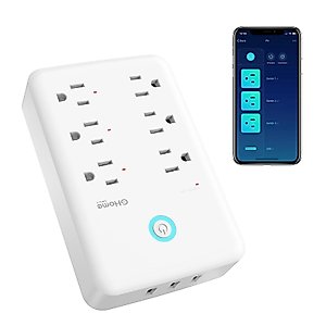 GHome Smart Plug Outlet Extender, Surge Protector with 3 Individually Controlled Smart Outlets and 3 Smart USB Ports, Works with Alexa Google Home, Wall Adapter Plug for APP Control,15A/1800W