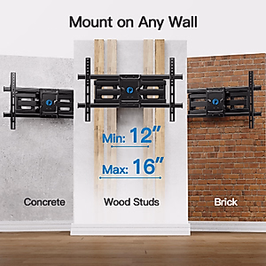 Pipishell TV Wall Mount Full Motion for Most 37-75 Inch LED LCD OLED TVs, Wall Bracket TV Mount Articulating Swivel Tilt Extension Leveling Holds up to 132lbs Max VESA 600x400mm Fits 12/16" Wood Stud