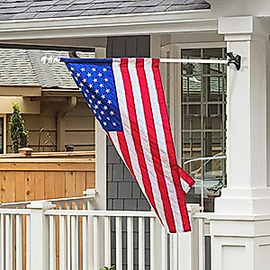 Geek Cheers 304 Stainless Steel Flag Pole Holder, Heavy Duty Flag Pole Bracket for 1.02 inch Flag Pole with 2 Positions Wall Mount, Blad Drill Bit Included Rust Free Flag Pole Mount Black