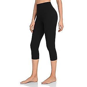 HeyNuts High Waisted Yoga Capris Leggings for Women, Tummy Control Workout Running Leggings Cropped Pants 19'' Black M(8/10)