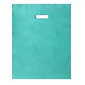 100pcs 12x15 2.5mil Extra Durable Merchandise bags Pick ur Color Die Cut Handle-Frosted finish-Anti-Stretch. For Retail, Party, Handouts and more by Best Choice (Aqua Blue)