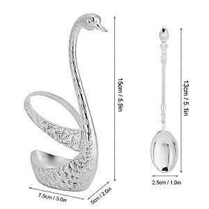 Holder Tableware Storage Stainless Steel Spoon Tableware Kit with Zinc Alloy Swan Shape Holder Storage Organizer (Silver)