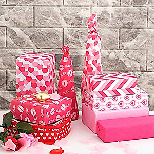 Whaline 120 Sheets Valentines Tissue Paper, Assorted Love Heart Design Gift Wrapping Paper for Arts Crafts, Gifts, DIY, Birthdays, Weddings, Showers