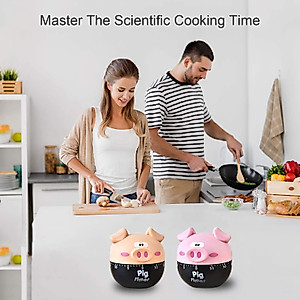 Kitchen Timer Cute Piggy Shape 60 Minutes Mechanical Manual Timer Accessories for Kids,Home Cooking Timer, Pink, 6.5 cm/2.6 in *7 cm/2.8 in