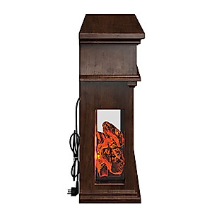 Electric Fireplace - 3-Sided Heater with Mantel and Shelf, Remote Control, LED Flames, Faux Logs, and Adjustable Settings by Northwest (Brown) (80-FPWF-M2)