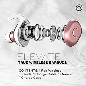 iWorld Elevate True Wireless Earbuds with Charging Case, Bluetooth in-Ear Headphones with Built-in Microphone and Touch Control, Universally Compatible Headset for Android, iPhone and PC (Rose Gold)