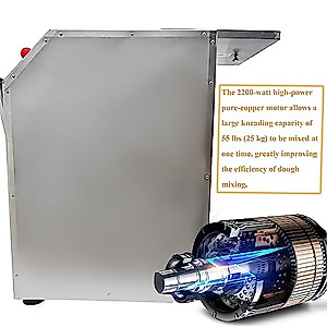 HQHAOTWU Dough Mixer Electric Food Mixer Commercial Dough Blender Machine Stainless Steel Dough Mixing Machine With Kneading Capacity of 55lbs Flour Mixing Machine 110V with Dough Knife