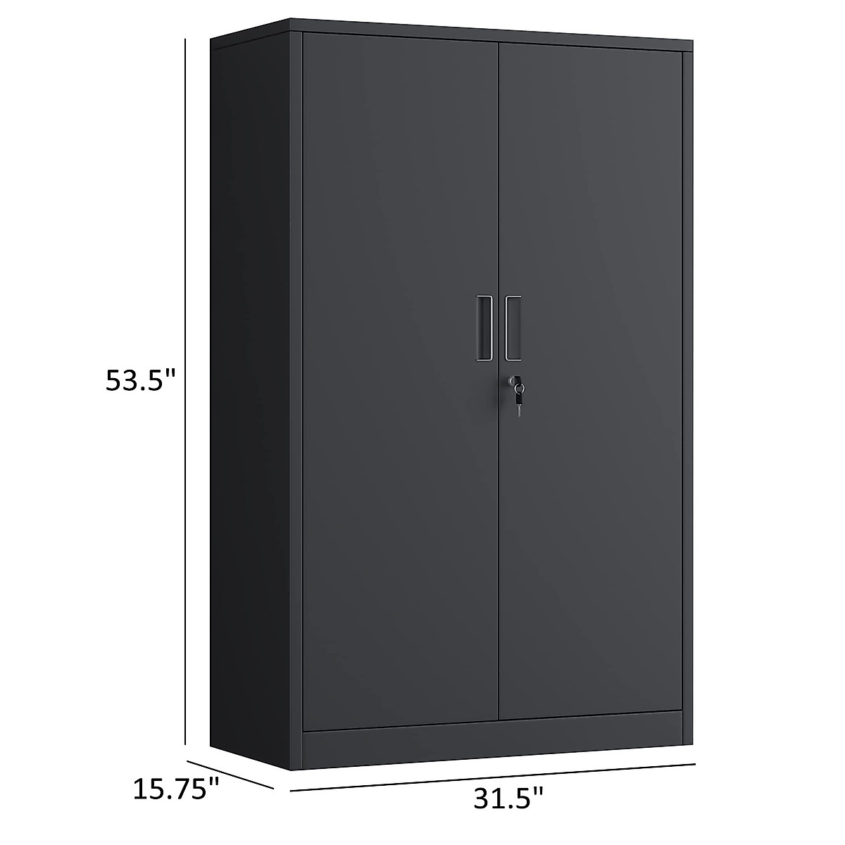 iJINGUR Metal Storage Cabinet with Locking Doors and 3 Adjustable Shelves, 53.5-Inch Tall Lockable Steel Storage Cabinets for Home Office Garage Pantry (Black)