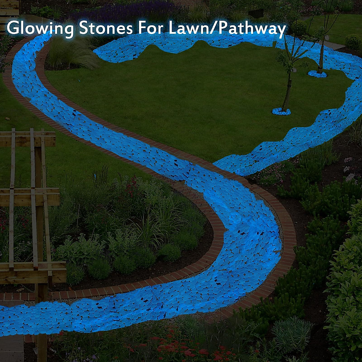 200pc Luminous Stone Glow Stones Pebbles Glow in The Dark Pebbles for Walkway Backyard Pathway Lawn Potted Plant Flower Decor,White