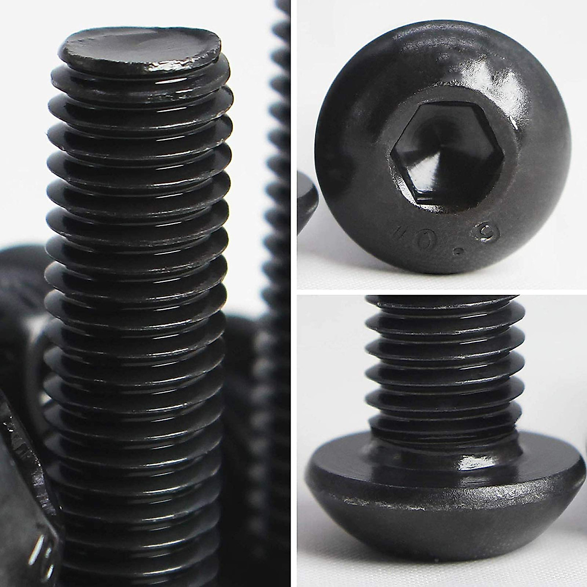 10 Pcs M10-1.5 x 20mm Button Head Socket Cap Screws, 10.9 Grade Alloy Steel, Allen Socket Drive, Black Oxide Finish, Full Thread (10.9 Grade,M10-1.5 x 20mm,10 Pcs)