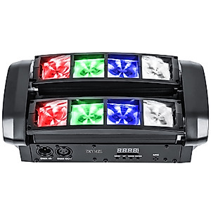 ZKYMZL Spider Moving Head Light LEDs Beam DJ Lights RGBW Sound Activated and DMX512 Control for Party Pub Disco Show Wedding Event Stage Lighting.