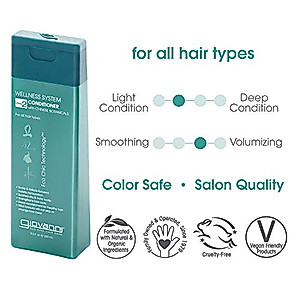 GIOVANNI Wellness System Conditioner, 8.5 oz. Chinese Botanicals & Ginseng Soothes Dry & Itchy Scalp, No Parabens, Color Safe, Lauryl & Laureth Sulfate Free