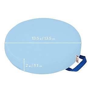 ECR4Kids SoftZone Floor Cushions with Handles, 2" Deluxe Foam, Round, Powder Blue, (6-Pack)
