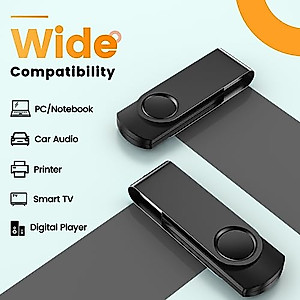 2GB Thumb Drive Bulk Pack of 5 USB 2.0 Flash Drives Value Black Pendrive 2 GB Portable Keychain Zip Drive Metal Memory Stick Multipack Swivel Jump Drive Data Storage as Clients Promotion Item