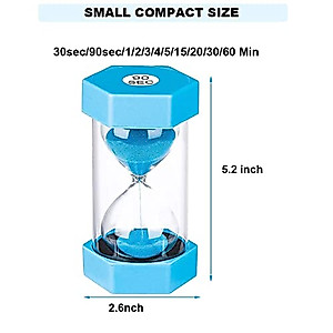 Sand Timer 2 Minute Hourglass Timer： Colorful Sand Clock 2 Minute, Small Blue Sand Watch 2 Minute, Plastic Hour Glass Sandglass Timer for Kids, Games, Decorative, Classroom, Kitchen,Toothbrush Timer