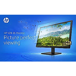 HP New Premium v28 4K Monitor: 28" UHD 3840 x 2160 (4K) TN Slim-Edge Display, AMD FreeSync Tech, Height/Tilt Adjustment, HDMI, DisplayPort, 1ms Response time, 16:9 Aspect Ratio, 60Hz, TF HDMI Cable