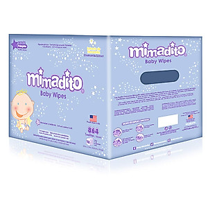 Mimadito Chamomile – Lightly Scented Baby Wipes (864 Wipes: 12 Packages of 72 Wet Wipes)