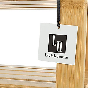 Lavish Home Bamboo Shoe Rack Bench with 2 Shelves-Eco-Friendly Natural Wood Seat Storage and Organization-For Bedroom, Entryway, Hallways, Closets