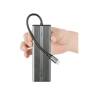 SANZANG USB C Hub, 10-in-1 Docking Station, USB C to HDMI Adapter, USB C Hub Ethernet, 100W PD, 3 USB-A USB 3.0 for MacBook, Steam Deck, iPad, Surface Pro, Chromebook (Grey)