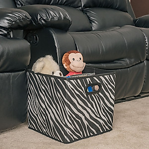 Prorighty [4-Pack, Zebra Pattern] Storage Bins, Containers, Boxes, Tote, Baskets|Black&White Collapsible Storage Cubes Nursery Office Organization | 11inch Cubes