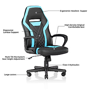 EUREKA ERGONOMIC Computer Gaming Chair, Game Chair Computer Desk Chair with Headrest,Lumbar Support Height Adjustable, E-Sports Sillas Gamer Chairs for Adults, Blue