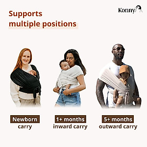 Konny Baby Carrier Elastech Luxury Carrier Wrap, Easy to Wear Baby Wrap Carrier, Perfect Essentials Cloths for Newborn Babies up to 44 lbs, (Lavender, L)