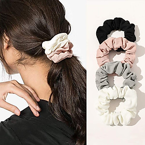 Scrunchies Hair Ties Scrunchy for Women Girls Cute Hairties for Thick Curl Hair No Crease Hair Accessories Soft Ropes Ponytail Holder No Hurt Your Hair