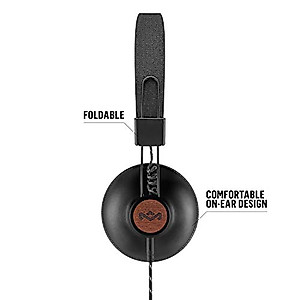 House of Marley Positive Vibration 2: Over-Ear Wired Headphones with Microphone, Plush Ear Cushions, and Sustainable Materials (Black)