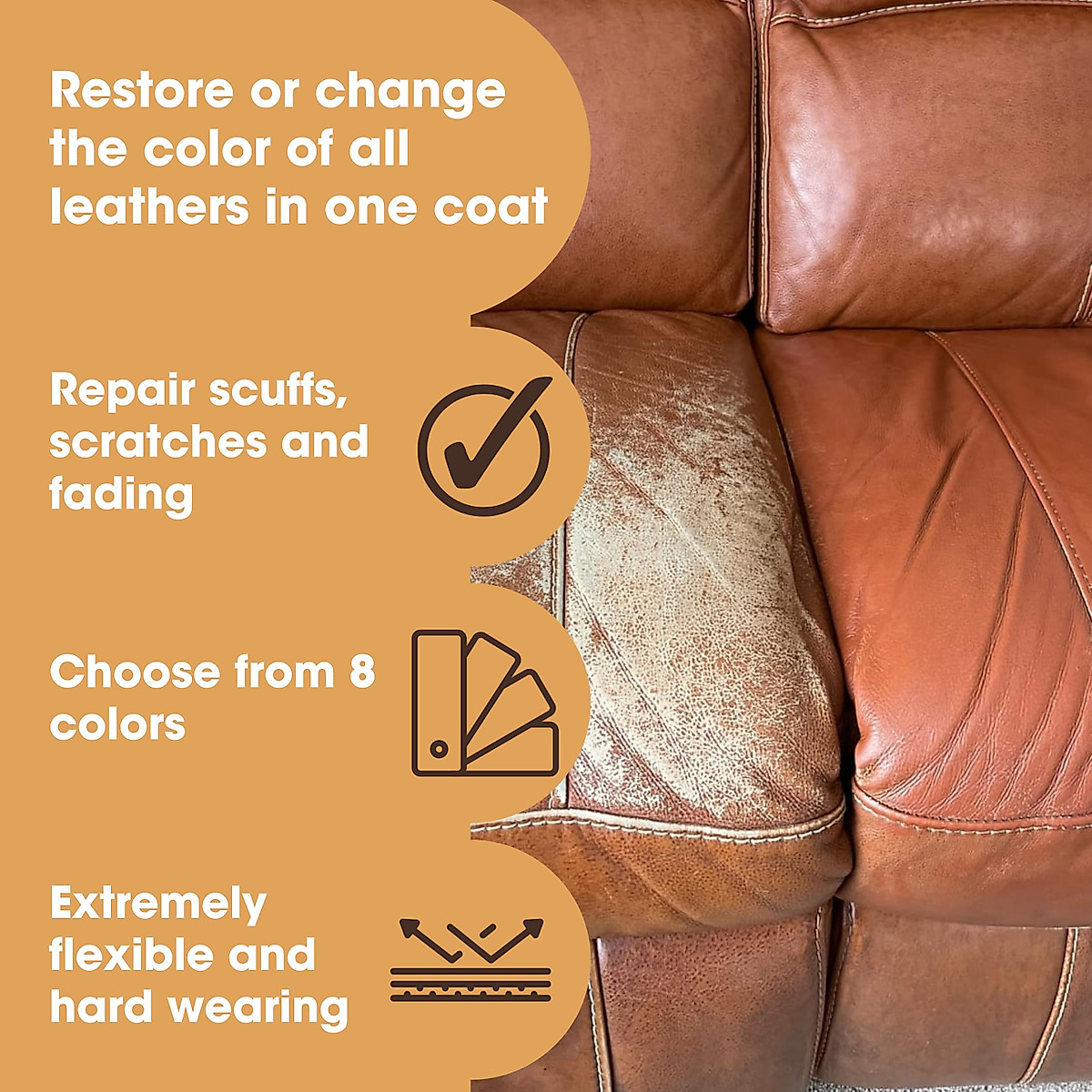 Furniture Clinic Leather Repair Paint | 2-in-1 Seal and Color | Use on Scratches, Tears, and Holes in Car Seats, Furniture | Quick and Easy Leather Repair Kit for Furniture (Ivory, 50ml / 1.7oz)