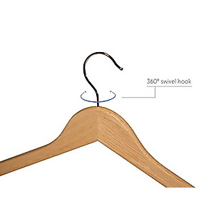 Topline Classic Wood Shirt Hangers - Natural Finish (10-Pack)