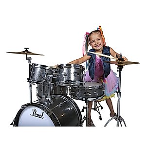 Pearl Roadshow Jr. 5 Piece Drum Set with Hardware and Cymbals, Gindstone Sparkle (RSJ465C/C708)
