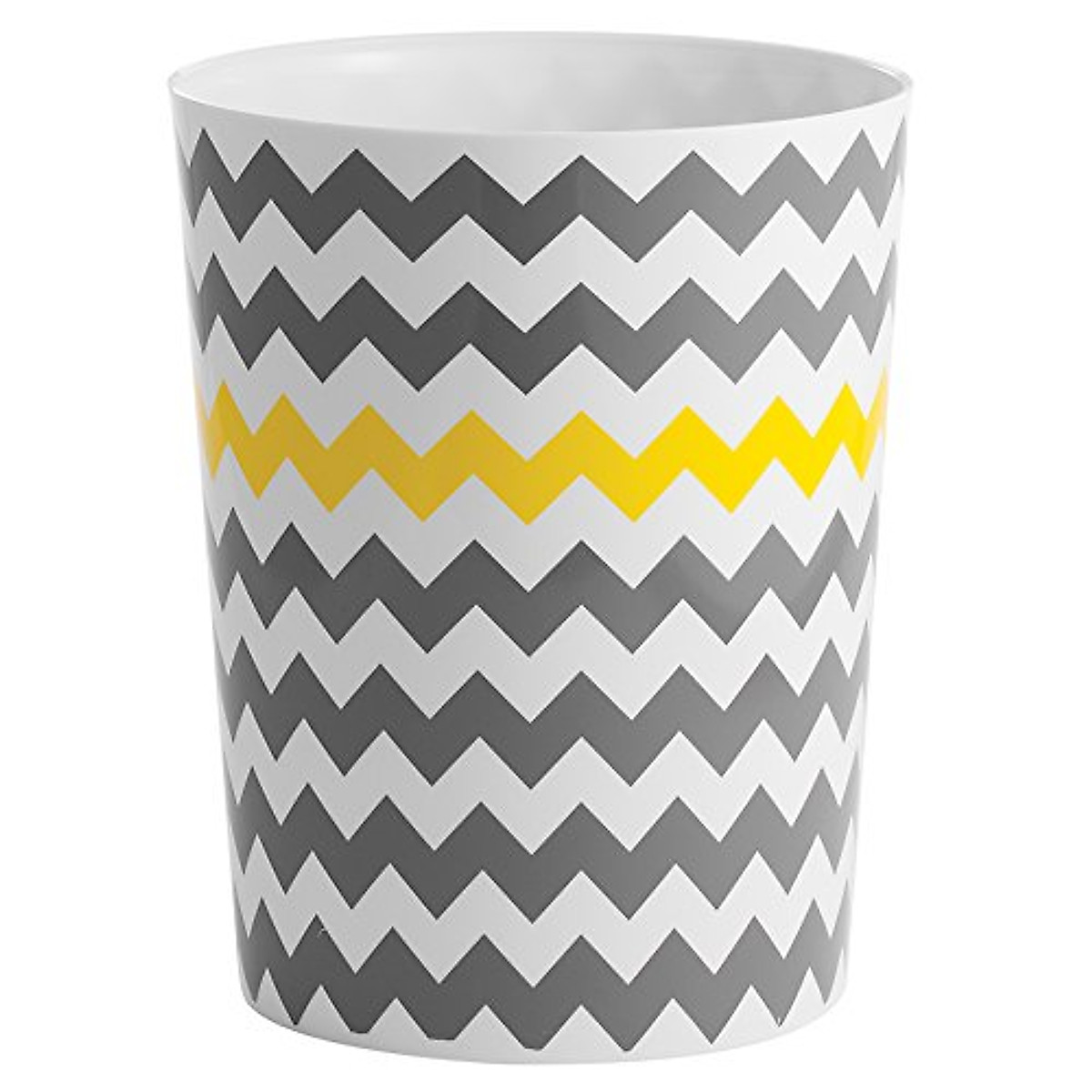 iDesign Chevron Waste Can, Gray/Yellow, 8" x 8" x 10"