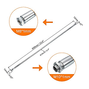 PATIKIL 23.6" Microphone Gooseneck, M10/M8 Fine Thread Metal Universal Hose Flexible Arm Gooseneck Tube Extension for Multifunction DIY, Silver Tone