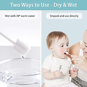 Baby Toothbrush, Baby Tongue Cleaner, 40Pcs Disposable Infant Toothbrush Clean Baby Mouth, Gauze Toothbrush Infant Oral Cleaning Stick Dental Care for 0-36 Month Baby + Free 1Pcs finger toothbrush