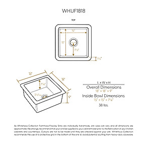 Whitehaus Collection WHUF1818 Undermount/Drop-in Fireclay Kitchen Sinks, Stainless Steel Grid Included