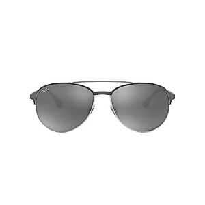 Ray-Ban Rb3606 Aviator Sunglasses, Matte Grey On Silver/Grey Mirrored Silver Gradient, 59 mm