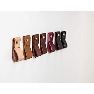 KEYAIIRA - Small Leather Wall Hook, wall hanging strap towel hook for wall leather loop strap for scarf storage boat paddle holder minimal towel bar rack storage