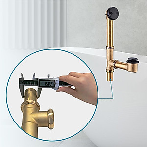 Black Tubular Tub Drain Kit 1-1/2" Brass Pipe with Tip-Toe Bathtub Drain Stopper, Touch-Toe Bath Plug Waste and Overflow, Welsan Assembly Replacement Set(Matte Black)